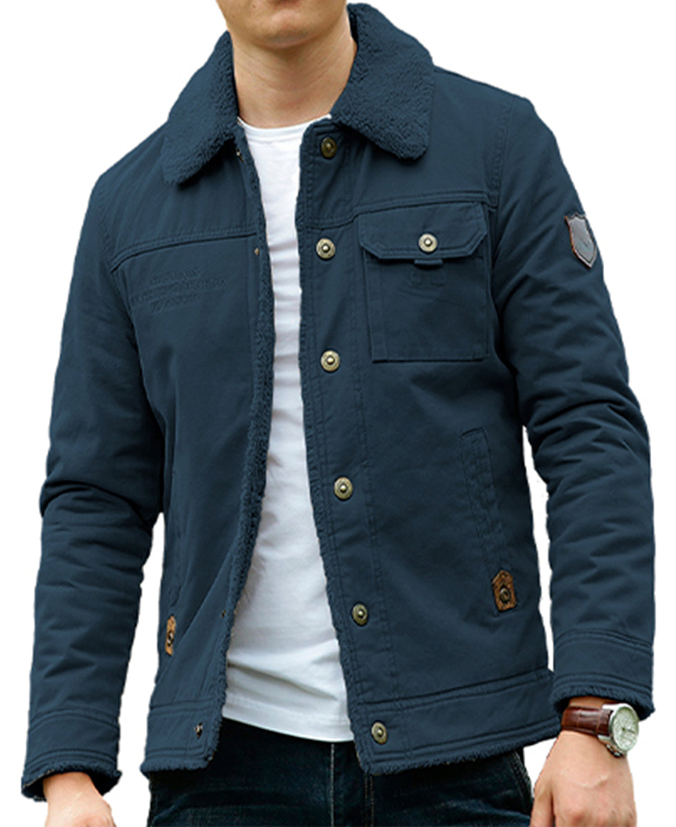Chamarra Para Hombre Tipo Cargo Casual de Invierno Con Cuello Afelpado ...